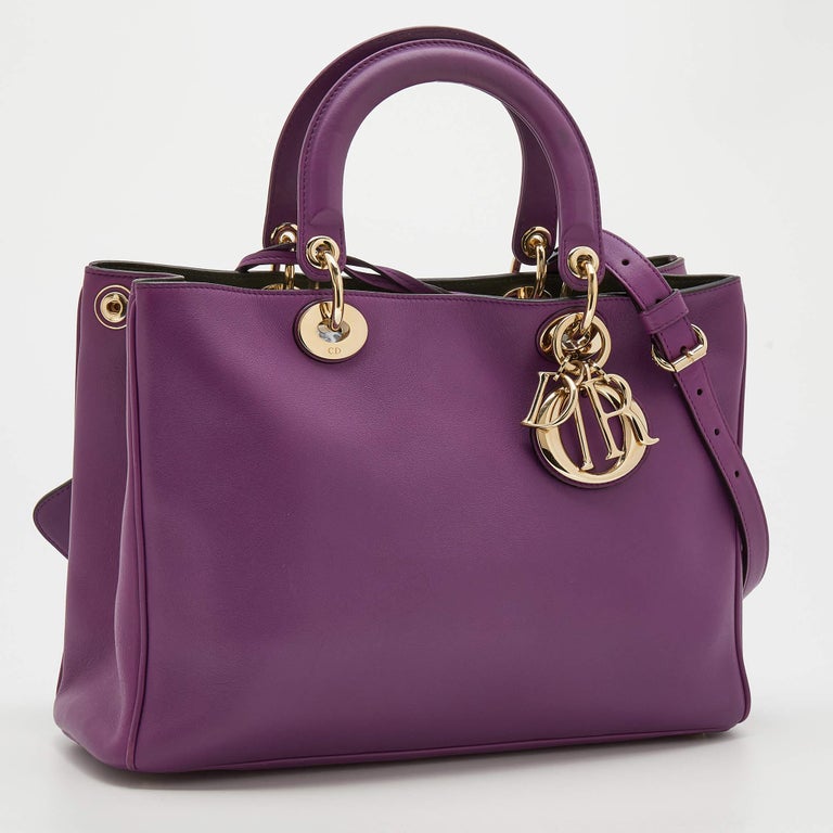 Dior Purple Leather Medium Diorissimo Tote For Sale at 1stDibs