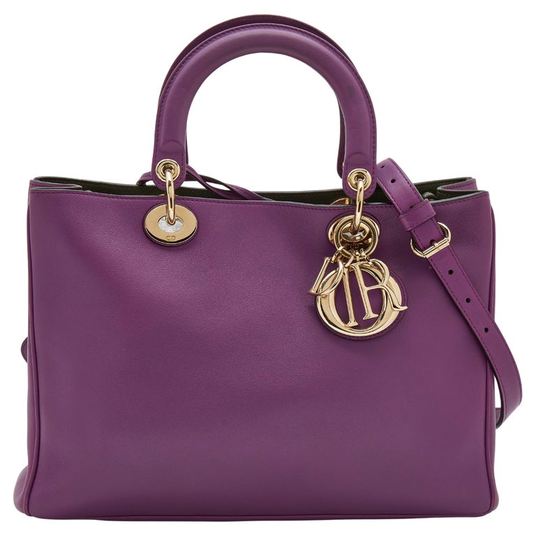 Dior Purple Leather Medium Diorissimo Tote For Sale at 1stDibs