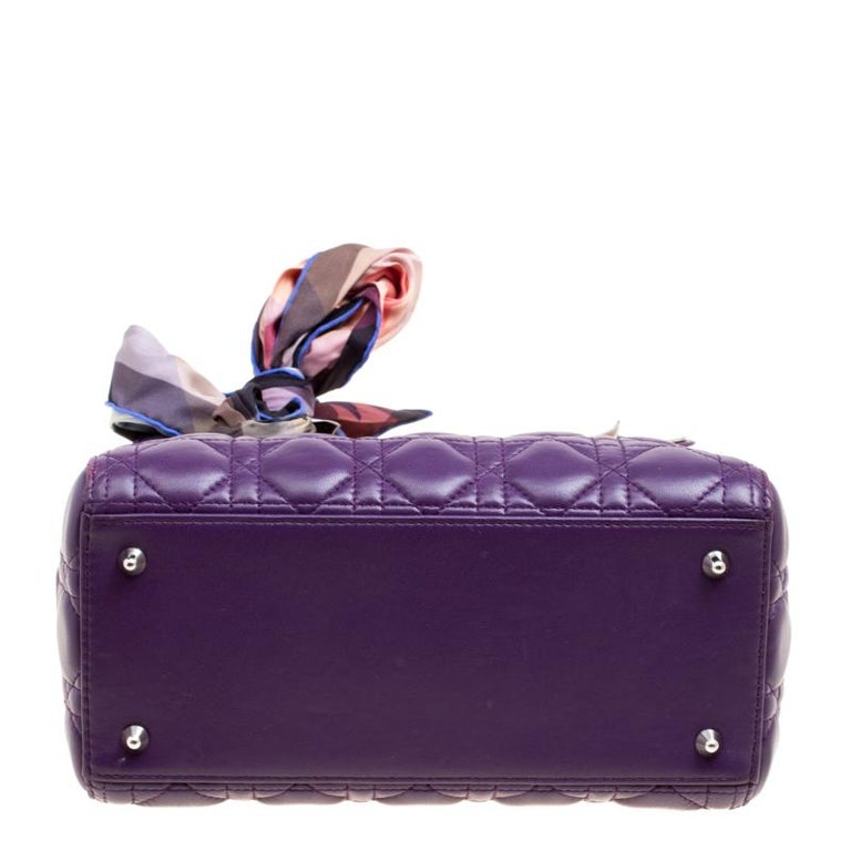 Dior Purple Leather Medium Lady Dior Top Handle Shoulder Bag For Sale ...
