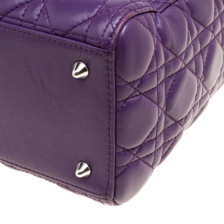 Dior Purple Leather Medium Lady Dior Top Handle Shoulder Bag For Sale ...