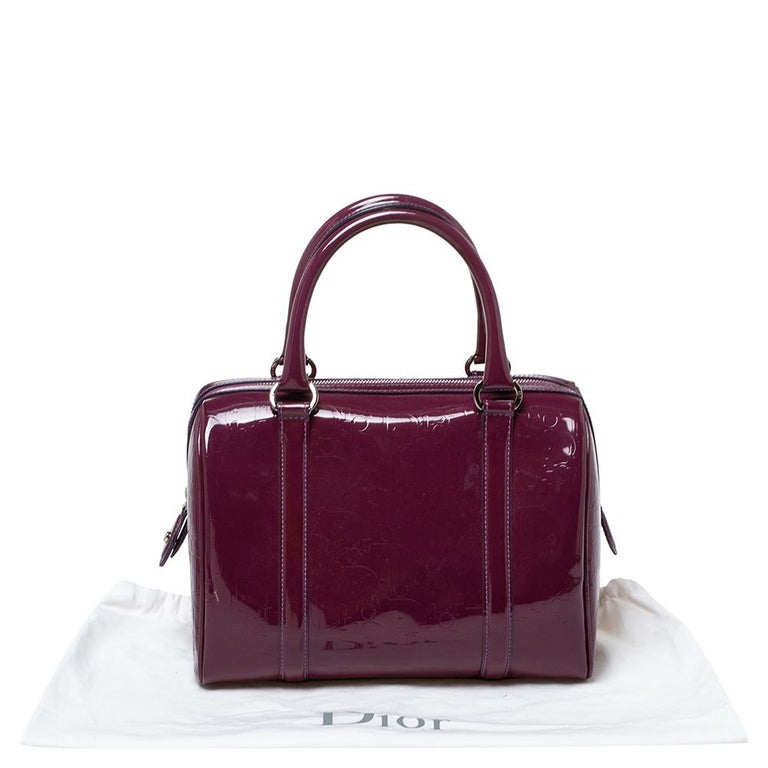 Dior Purple Monogram Patent Leather Boston Bag For Sale at 1stDibs