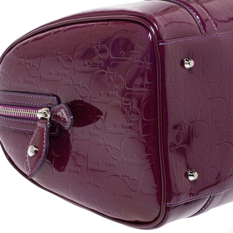 Dior Purple Monogram Patent Leather Boston Bag For Sale at 1stDibs