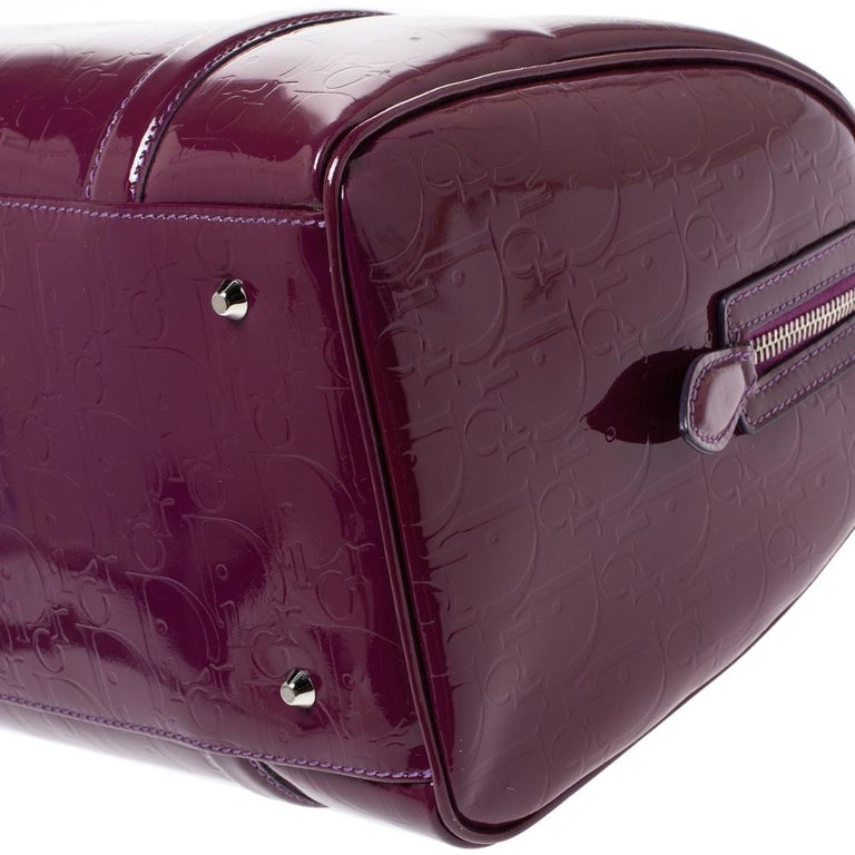 Dior Purple Monogram Patent Leather Boston Bag For Sale at 1stDibs