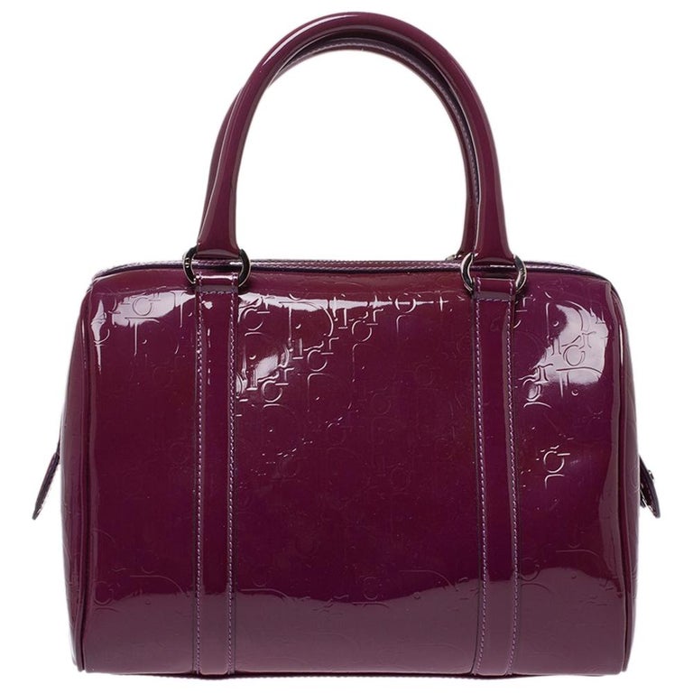 Dior Purple Monogram Patent Leather Boston Bag at 1stDibs