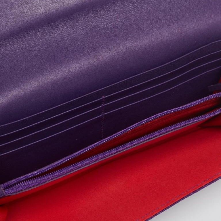 Dior Purple Oblique Canvas and Leather Trim Flap Continental Wallet at ...