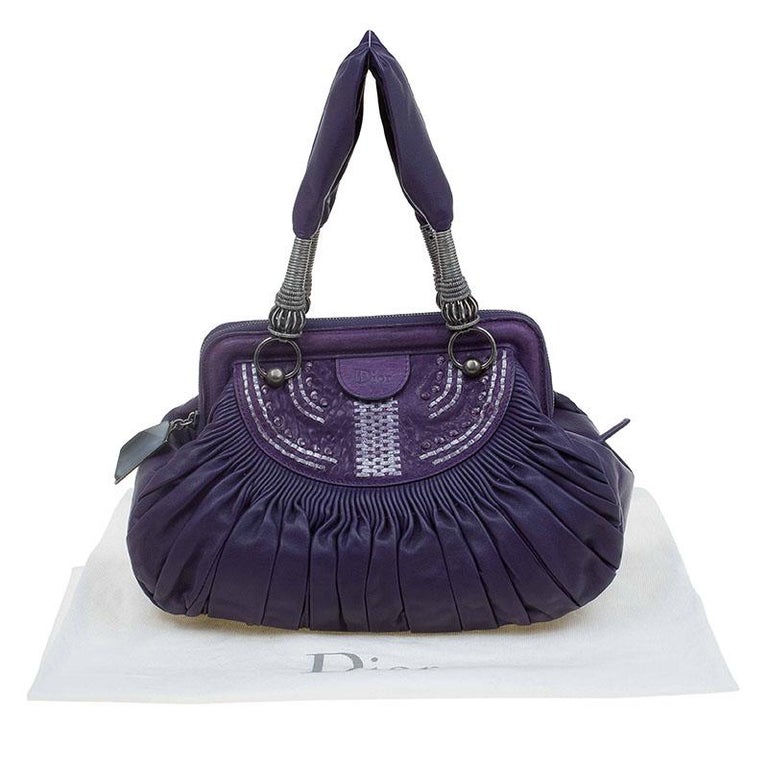 Dior Purple Pleated Leather Plisse Satchel at 1stDibs
