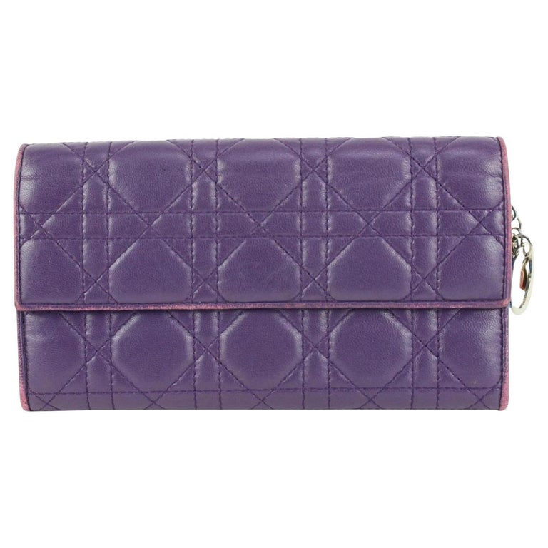 Dior Purple Quilted Cannage Bifold Long Wallet 1DR929 For Sale at 1stDibs
