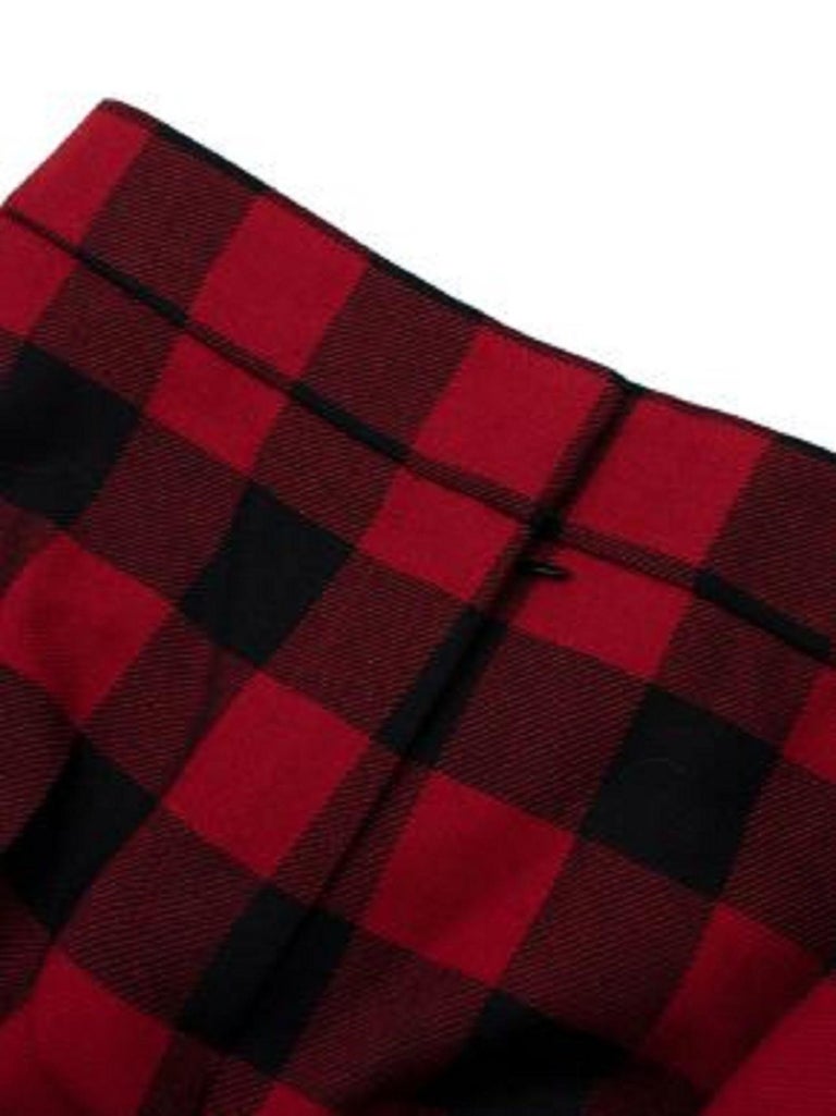 Dior Red and Black Check Wool Tapered Trousers For Sale at 1stDibs