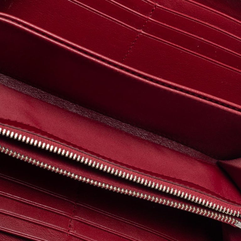 Dior Red Cannage Patent Leather Lady Dior Zip Around Wallet For Sale at ...