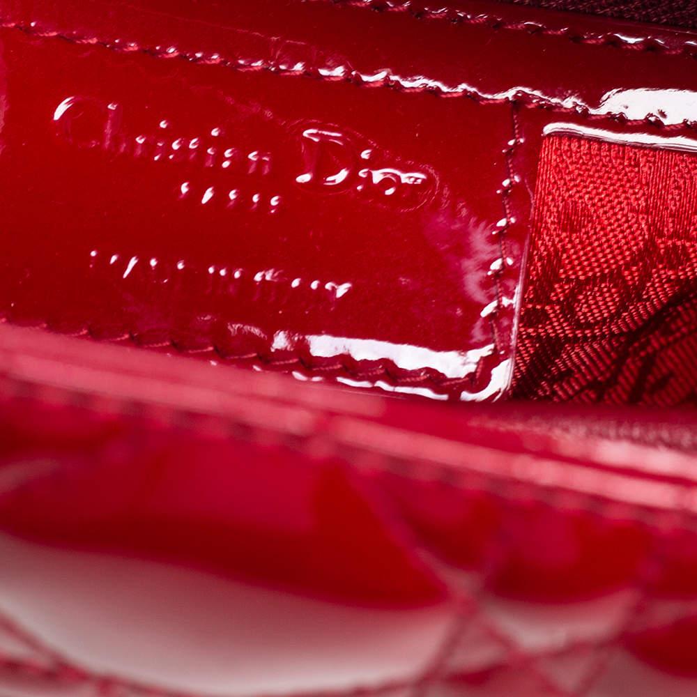 Dior Red Cannage Patent Leather Large Lady Dior Tote at 1stDibs