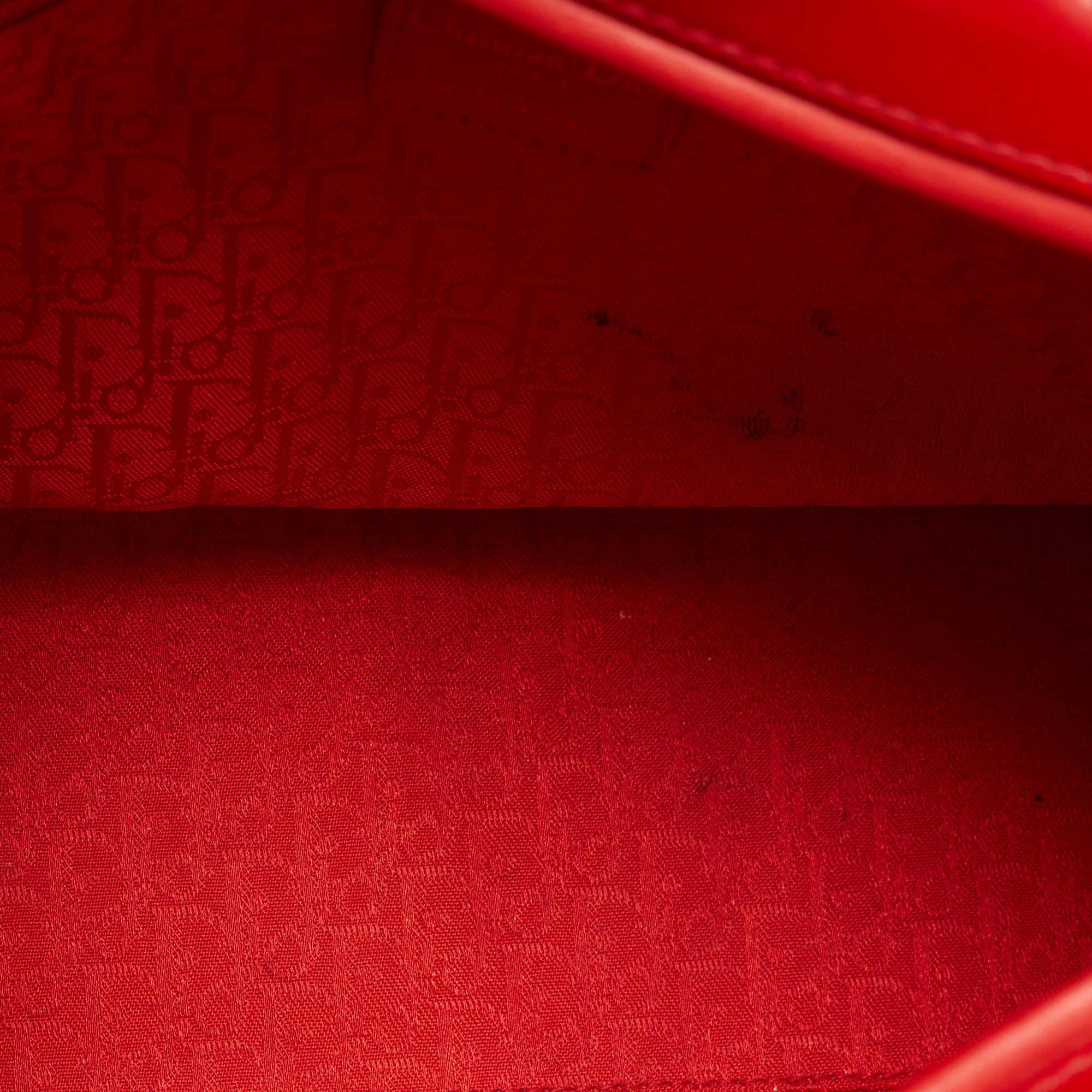 Dior Red Cannage Patent Leather Large Lady Dior Tote For Sale at 1stDibs