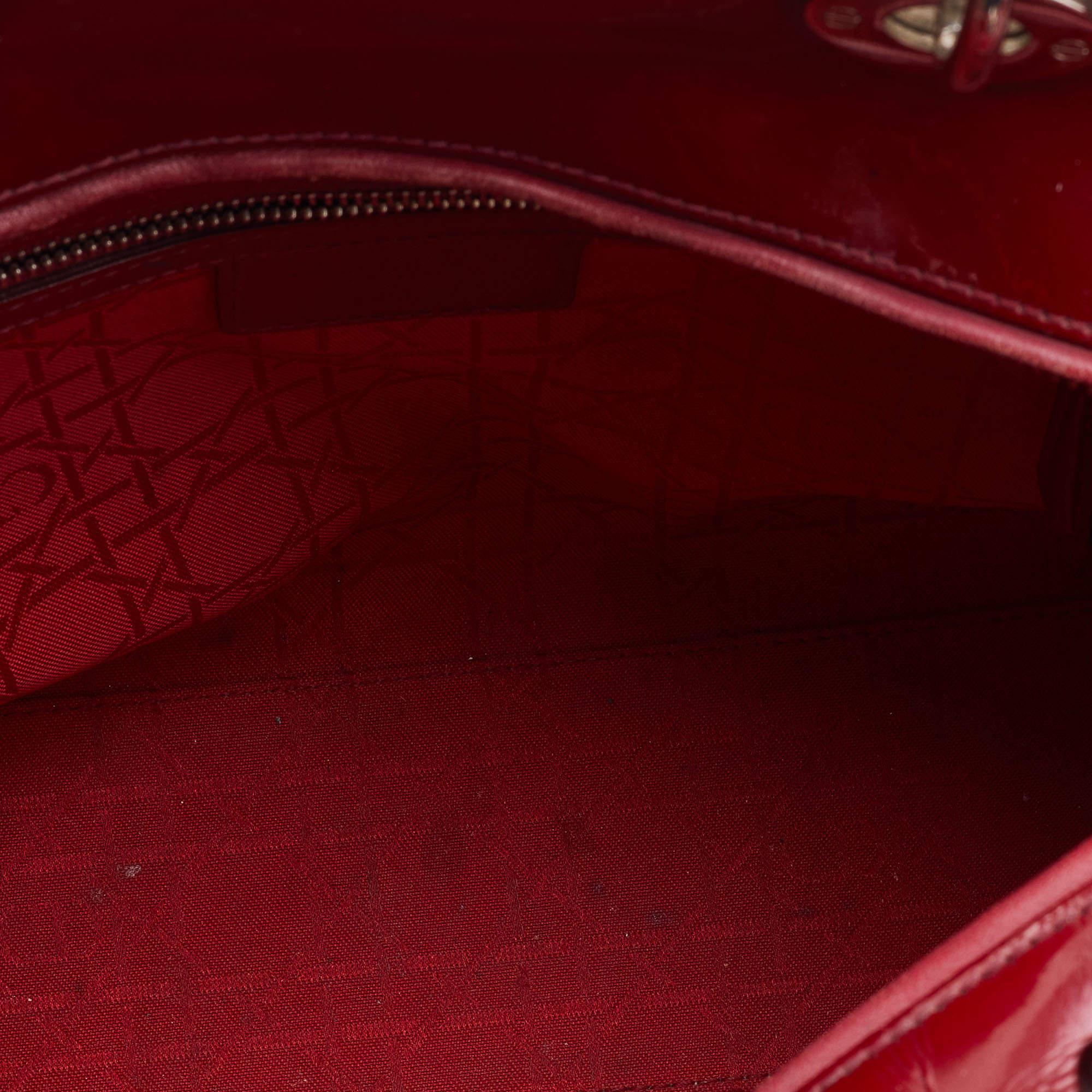 Dior Red Cannage Patent Leather Large Lady Dior Tote For Sale at 1stDibs