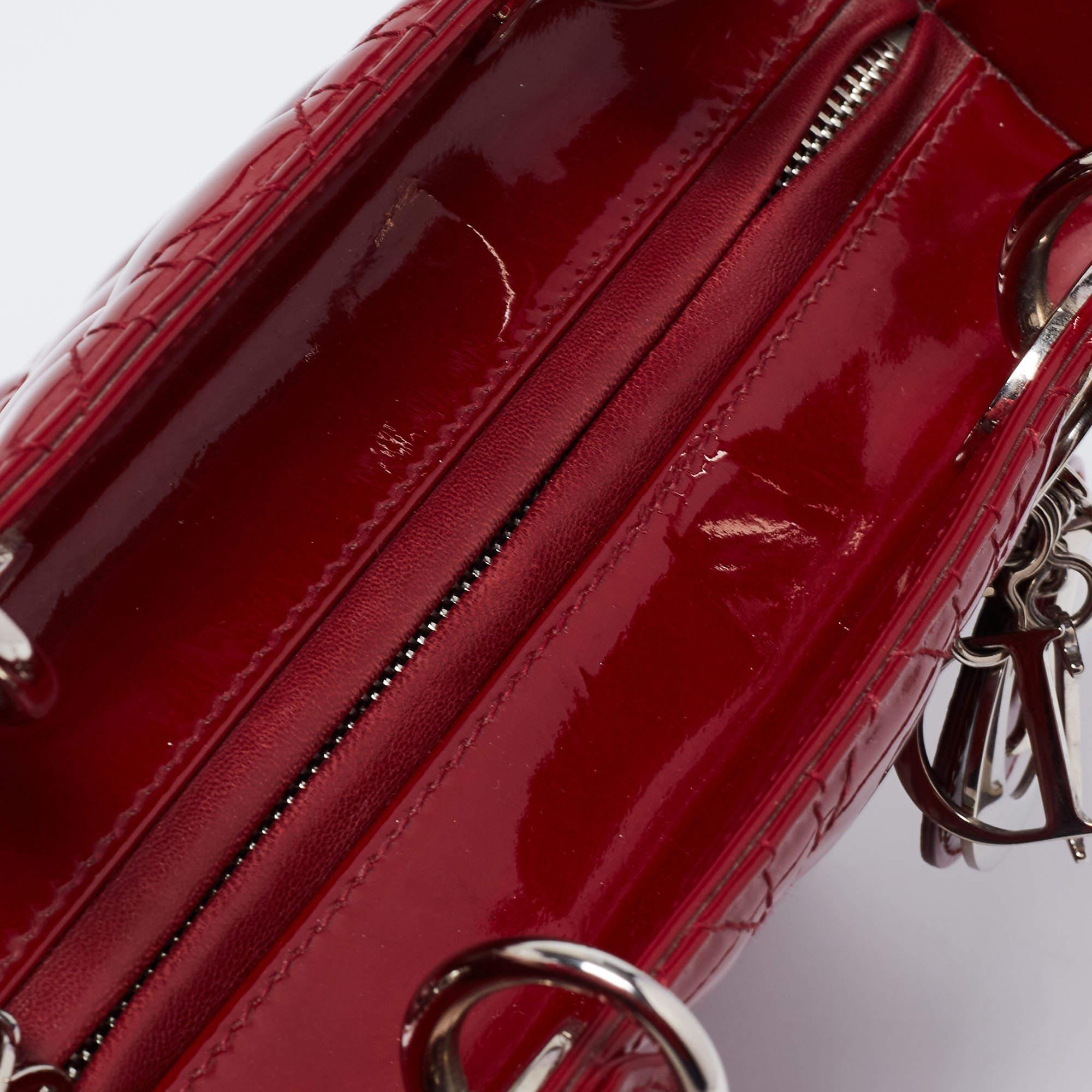 Dior Red Cannage Patent Leather Medium Lady Dior Tote at 1stDibs ...
