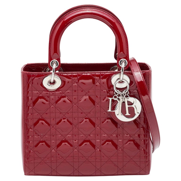 Dior Rote Cannage Lackleder Medium Lady Dior Tragetasche im Angebot bei ...