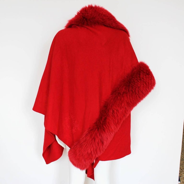 Dior Red Cashmere and Fox Cape at 1stDibs | cape dior, dior cape
