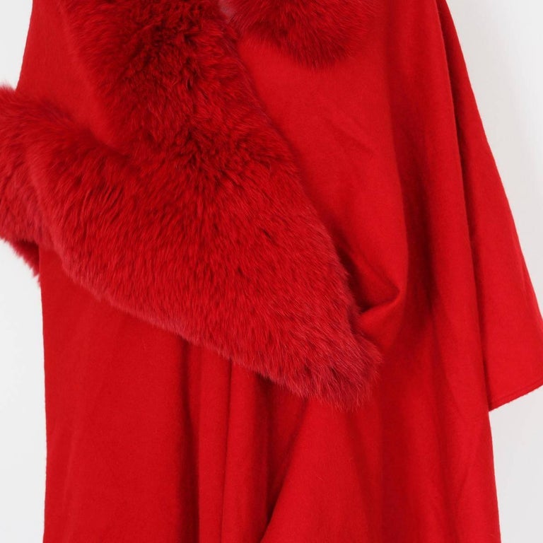 Dior Red Cashmere and Fox Cape at 1stDibs | cape dior, dior cape