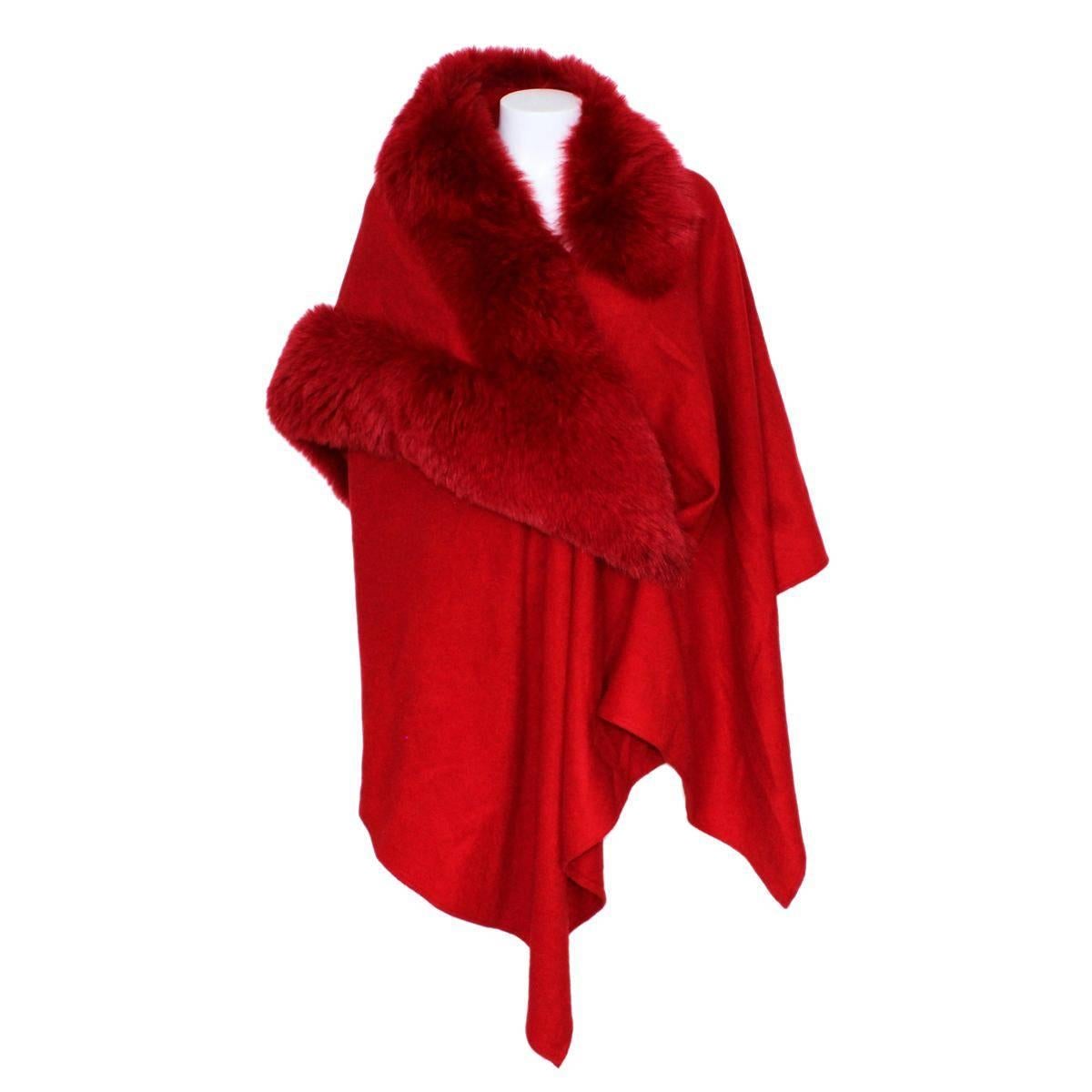 Dior Red Cashmere and Fox Cape at 1stDibs | cape dior, dior cape