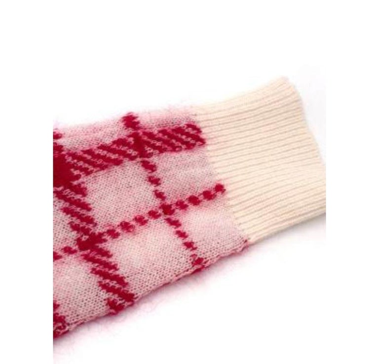 Dior Red and Cream Check Knit Wool Cardigan with Logo Buttons For Sale ...