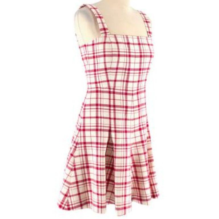 Dior Red and Cream Check Wool Mini Dress For Sale at 1stDibs