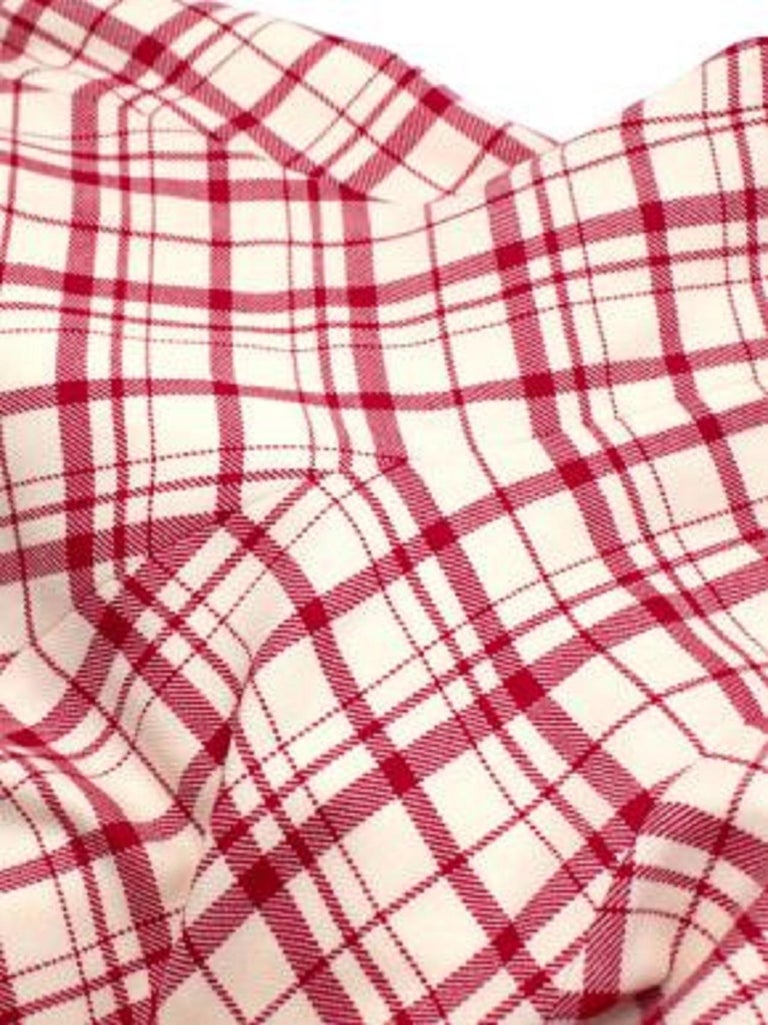 Dior Red and Cream Check Wool Mini Dress For Sale at 1stDibs