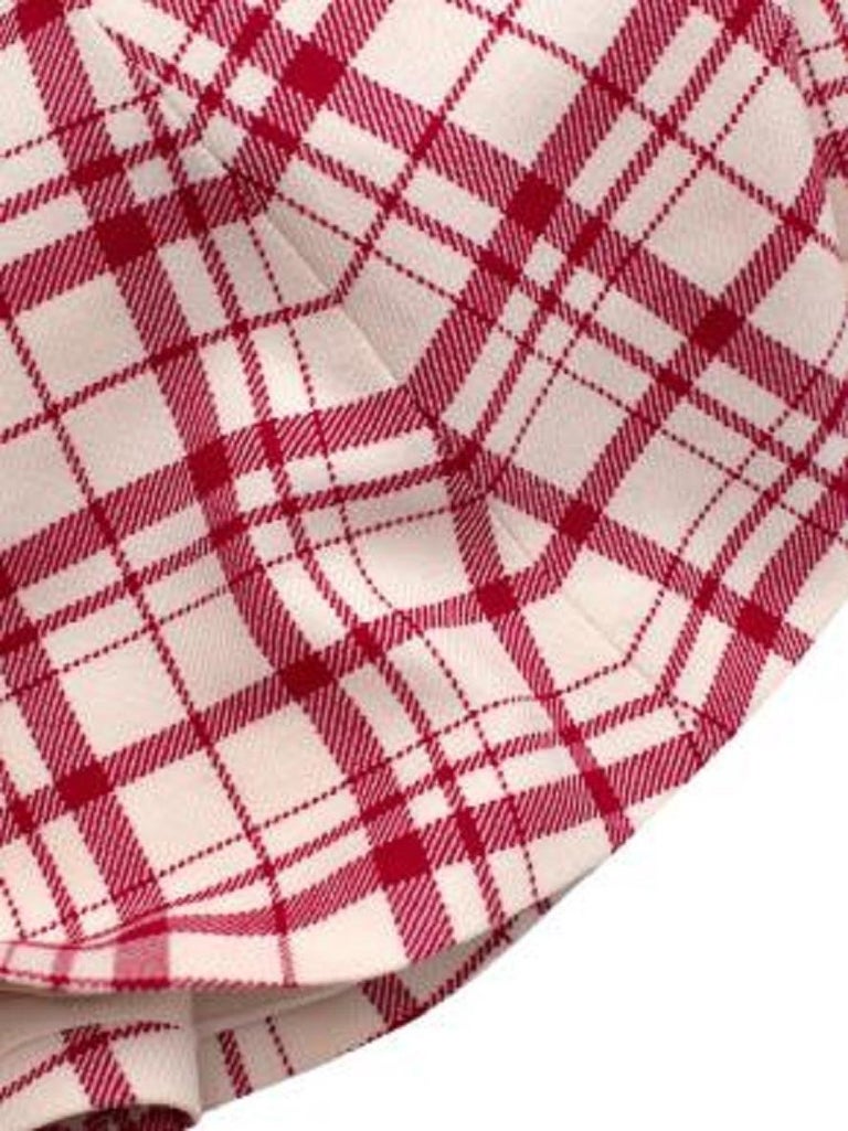 Dior Red and Cream Check Wool Mini Dress For Sale at 1stDibs
