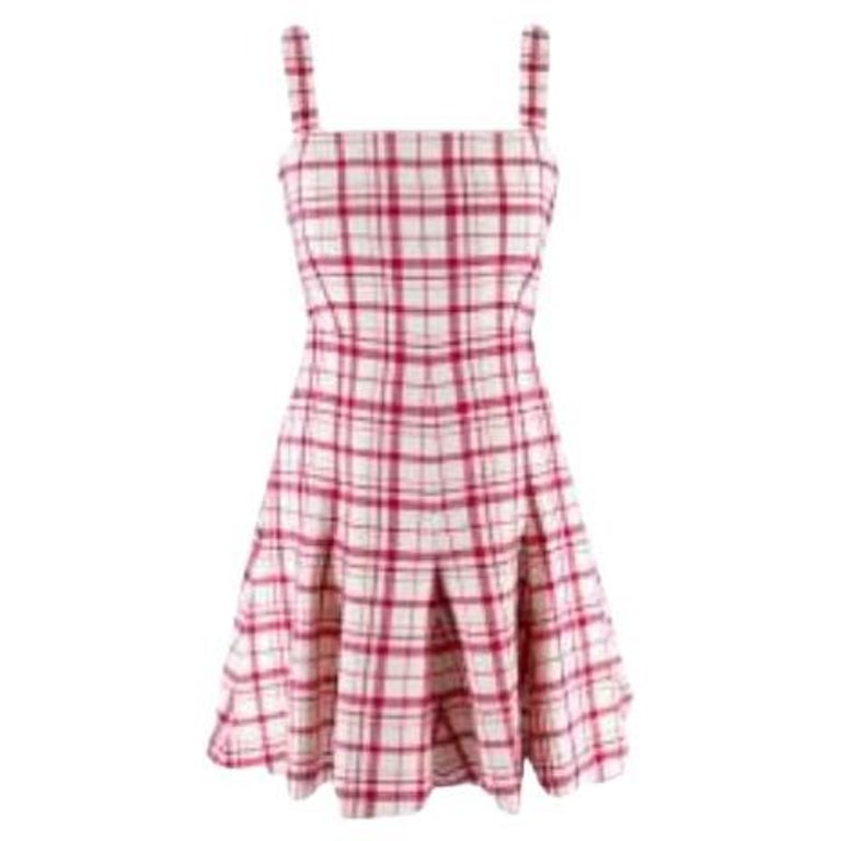 Dior Red and Cream Check Wool Mini Dress For Sale at 1stDibs