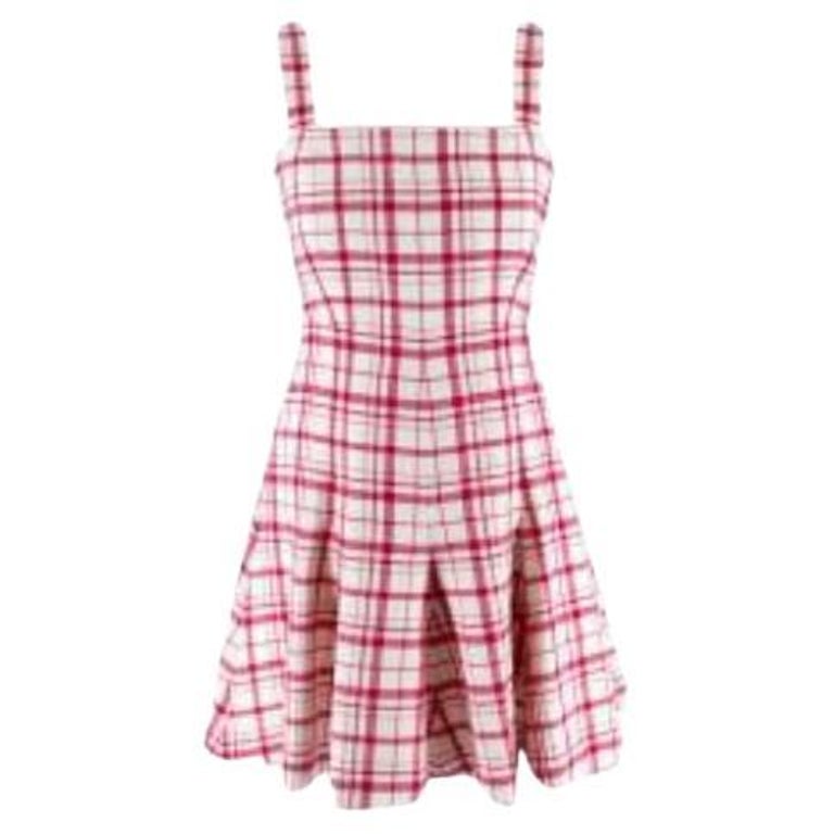 Dior Red and Cream Check Wool Mini Dress For Sale at 1stDibs