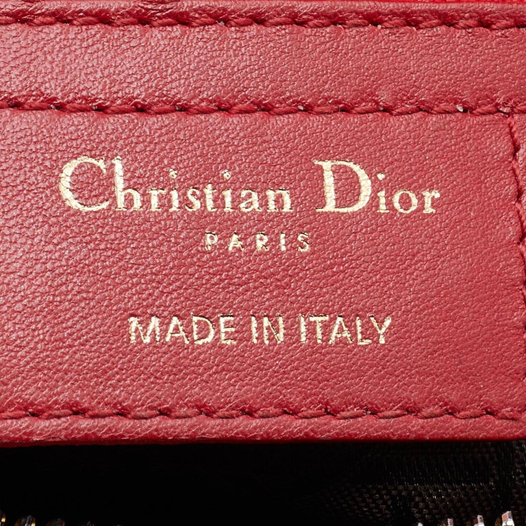 Dior Red Leather Large Lady Dior Tote For Sale at 1stDibs