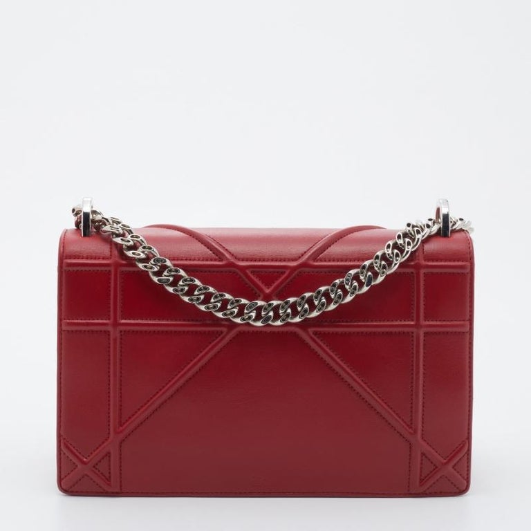 Dior Red Leather Medium Diorama Flap Bag For Sale at 1stDibs