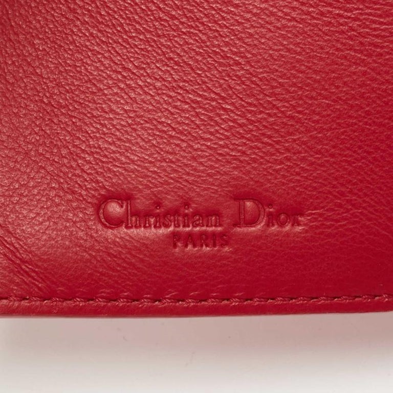 Dior Red Patent Leather Turnlock Trifold Compact Wallet For Sale at 1stDibs