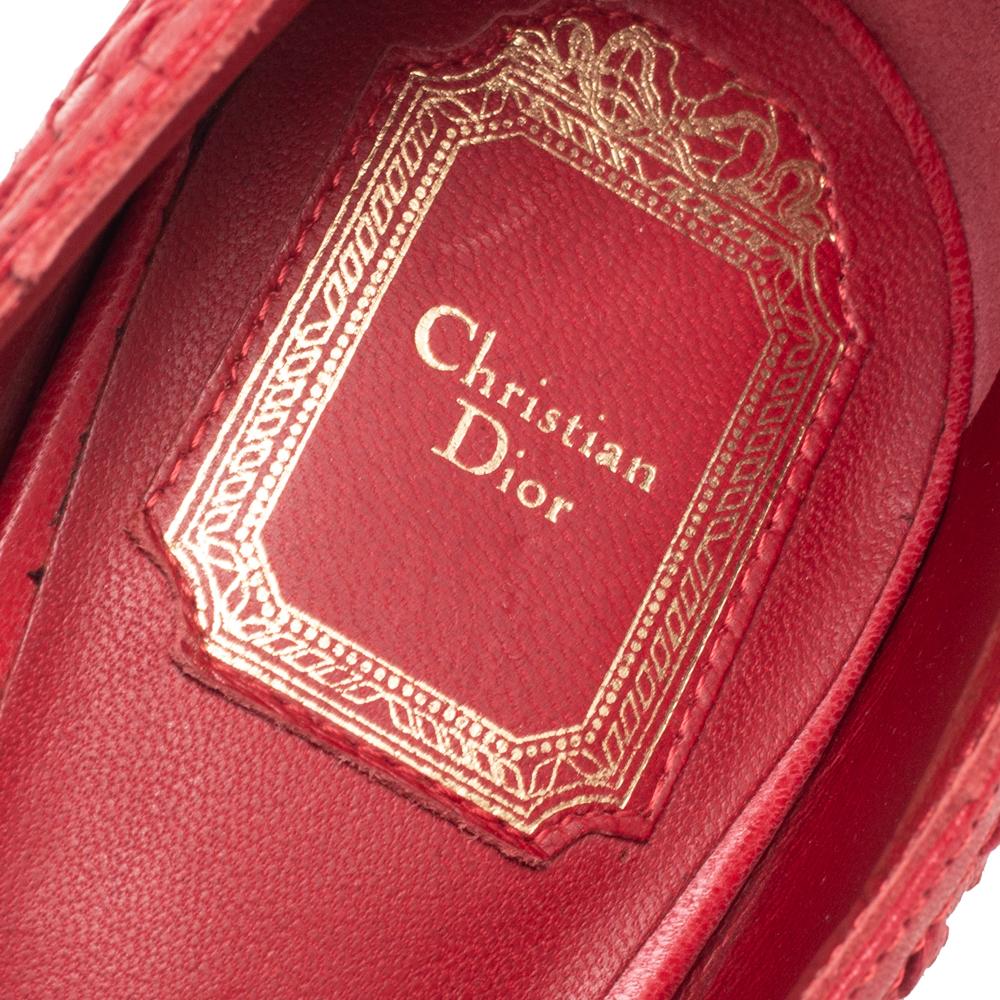 Dior Red Woven Leather Ankle Strap Sandals Size 40.5 For Sale at ...