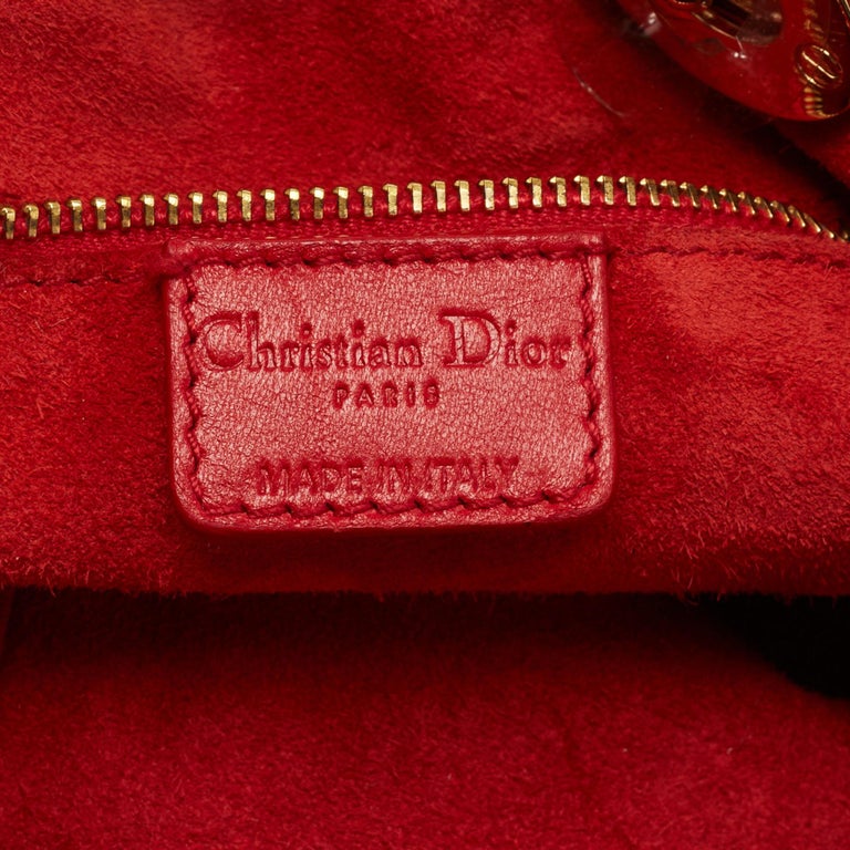 Dior Red Woven Leather Medium Soft Lady Dior Tote For Sale at 1stDibs