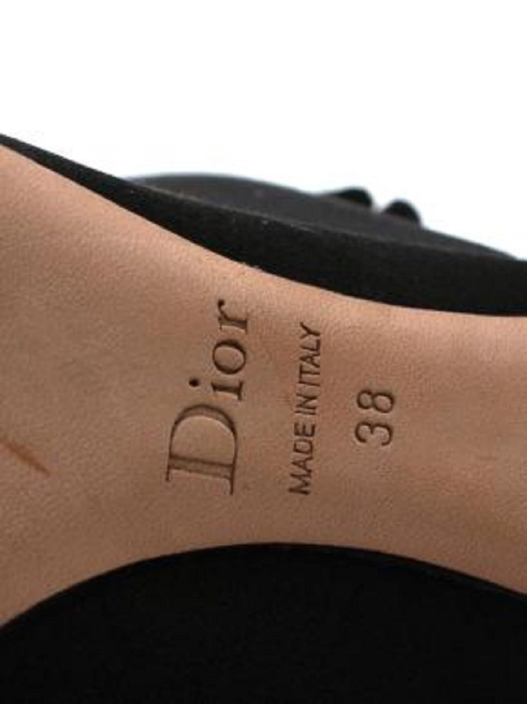 Dior Rose Embellished T-Bar Black Satin Pumps For Sale at 1stDibs