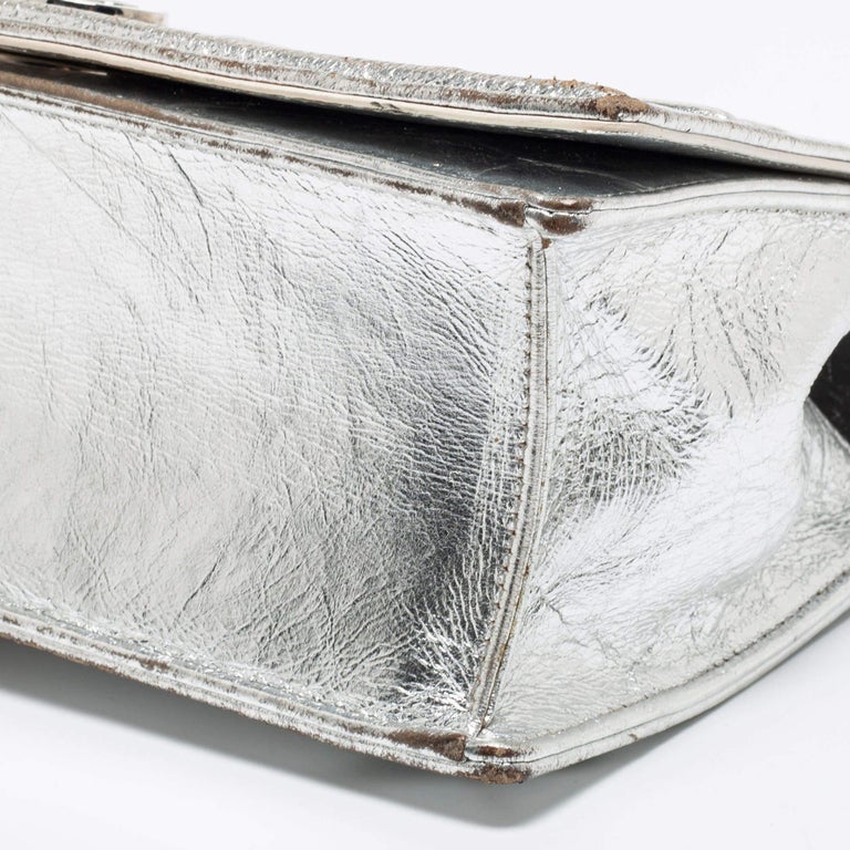 Dior Silver Leather Medium Diorama Shoulder Bag For Sale at 1stDibs