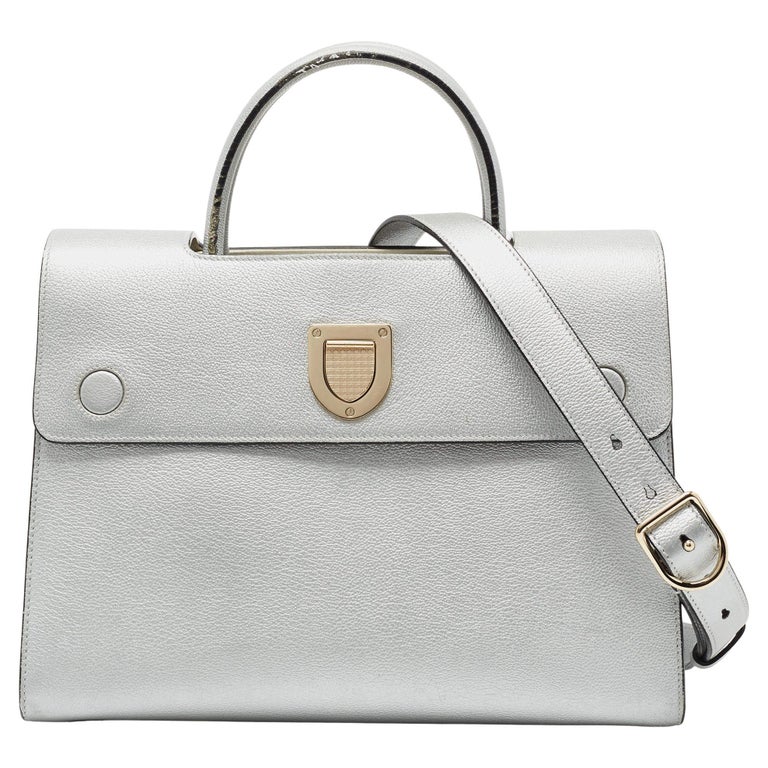 Dior Silver Leather Medium Diorever Tote For Sale at 1stDibs