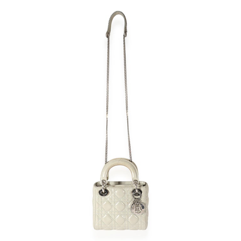 Dior Silver Nubuck Cannage Quilted Mini Lady Dior For Sale at 1stDibs