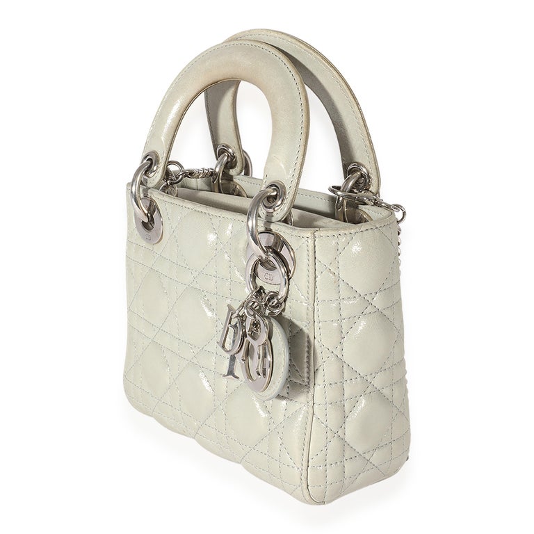 Dior Silver Nubuck Cannage Quilted Mini Lady Dior For Sale at 1stDibs