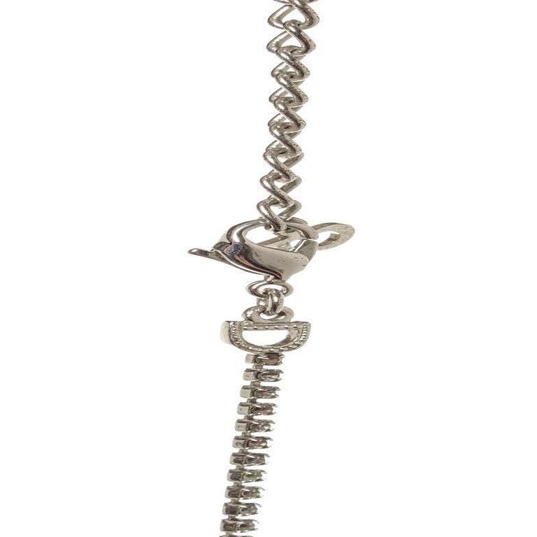 Dior Silver Rhinestone Mini Dog Tag Necklace For Sale at 1stDibs