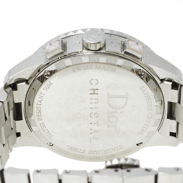 Dior Silver Stainless Steel Diamond Pink Sapphire Christal Women's ...