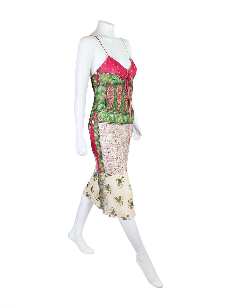 Dior Spring 2004 RTW Patchwork Print Silk Dress at 1stDibs