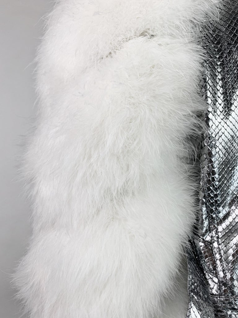 Dior Spring 2004 RTW Silver Python Feather Jacket with a Logo metal ...