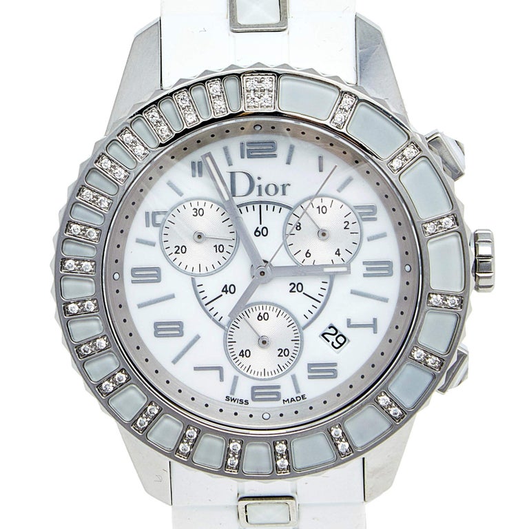 Dior Stainless Steel Diamond Rubber Christal Women's Wristwatch 38 mm ...