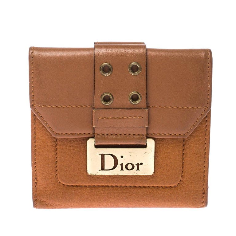 Dior Tan Leather Diorling Compact Wallet at 1stDibs