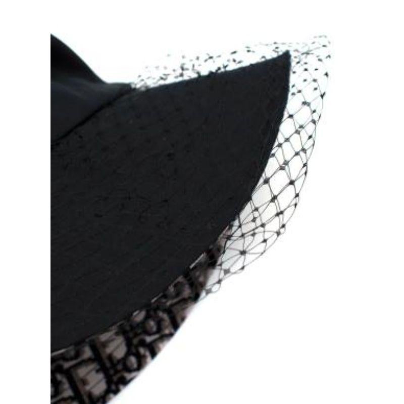 Dior Teddy-d Large Brim Bucket Hat with Veil - Size 57 For Sale at 1stDibs