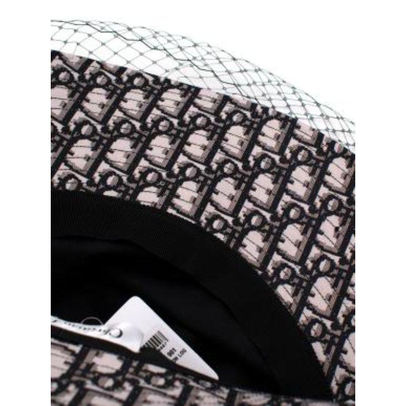 Dior Teddy-d Large Brim Bucket Hat with Veil - Size 57 For Sale at 1stDibs