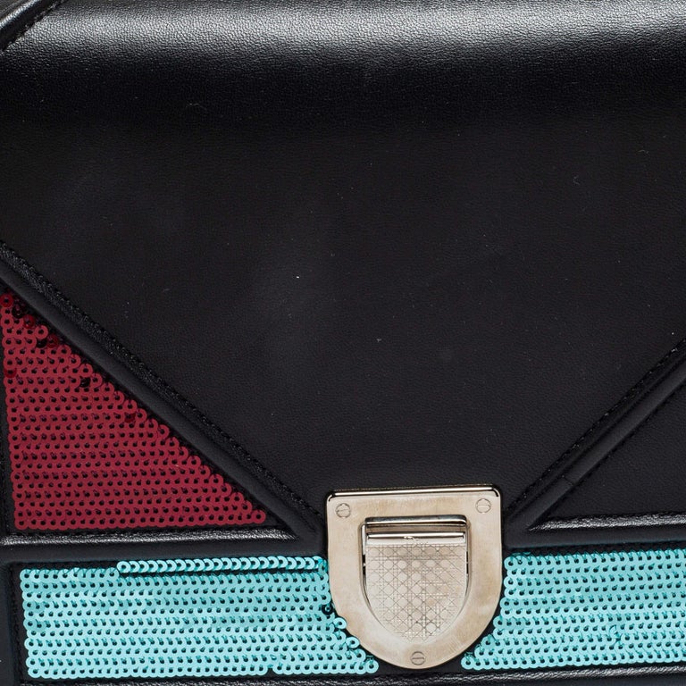 Dior Tri Color Leather and Sequins Medium Diorama Flap Shoulder Bag For ...