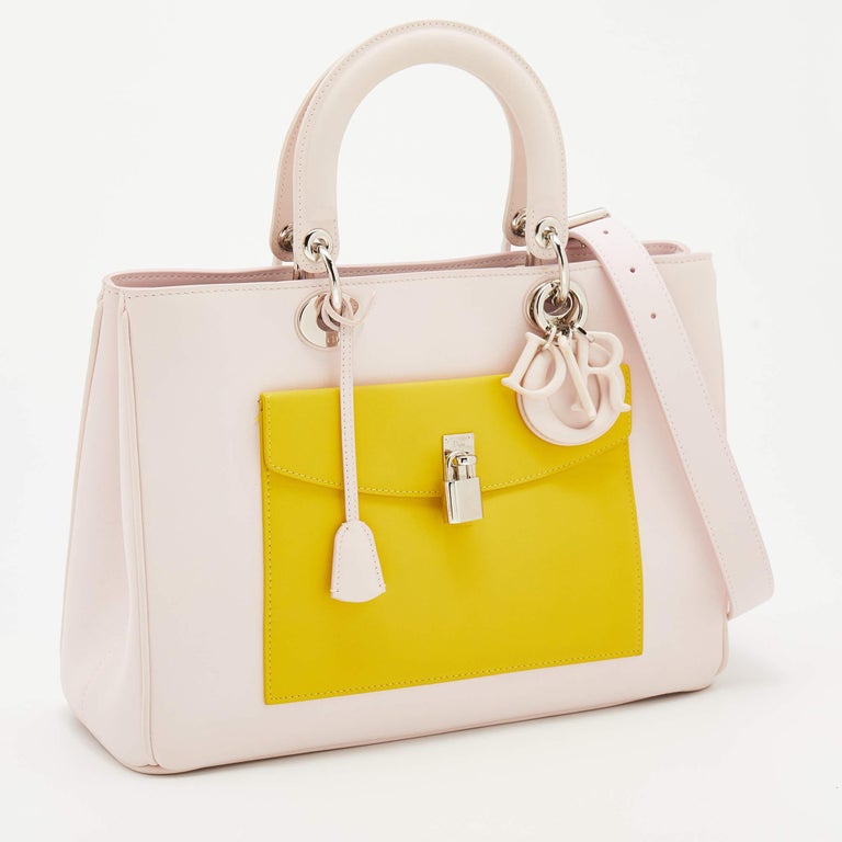 Dior Tri Color Leather Diorissimo Pocket Tote For Sale at 1stDibs