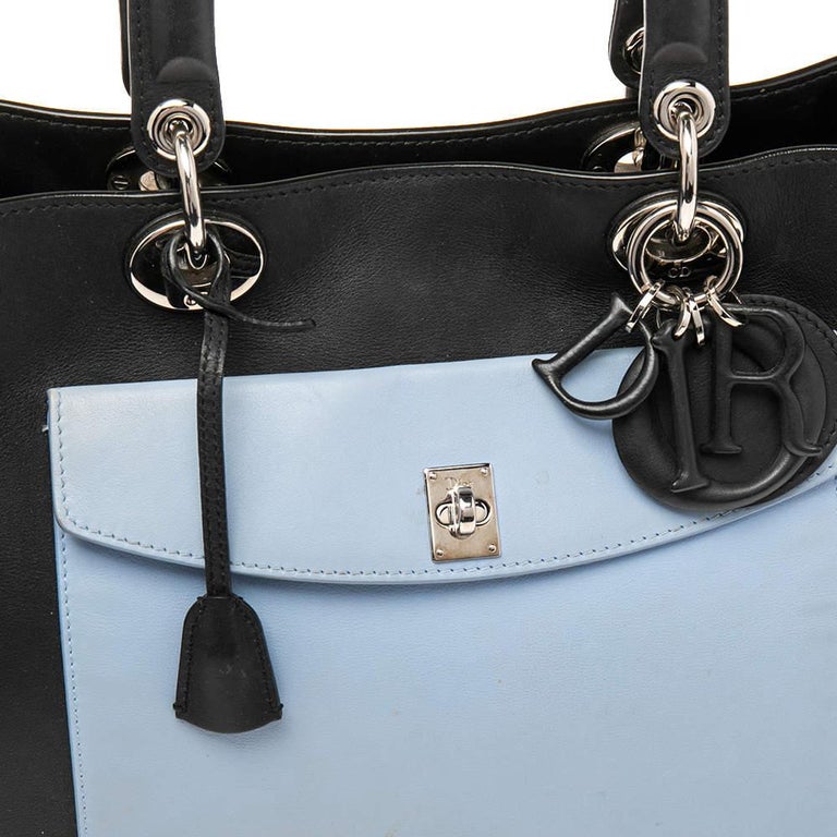 Dior Tri Color Leather Large Lady Dior Pocket Tote For Sale at 1stDibs