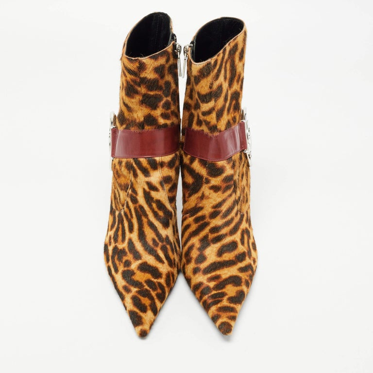 Dior Tricolor Leopard Print Calf Hair and Leather Ankle Booties Size 41 ...
