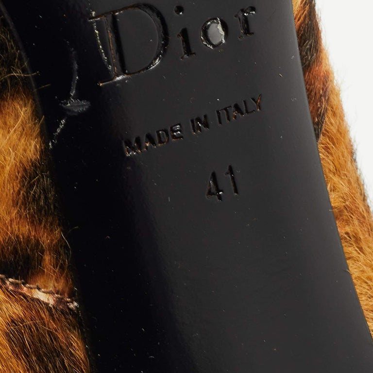 Dior Tricolor Leopard Print Calf Hair and Leather Ankle Booties Size 41 ...